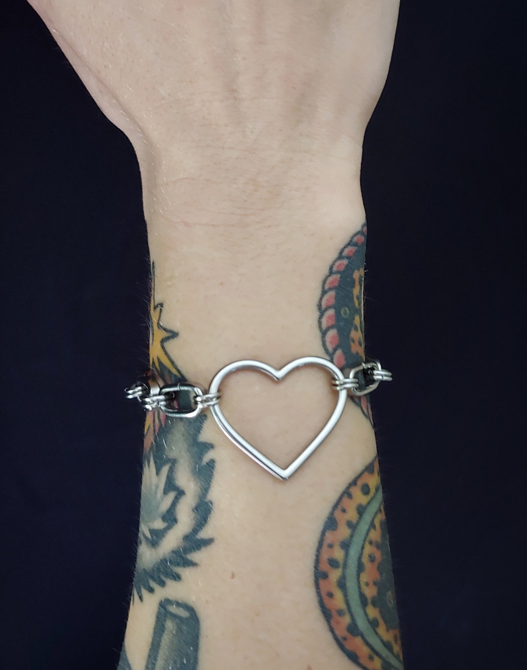Heart Chain-link Bracelet - Etsy