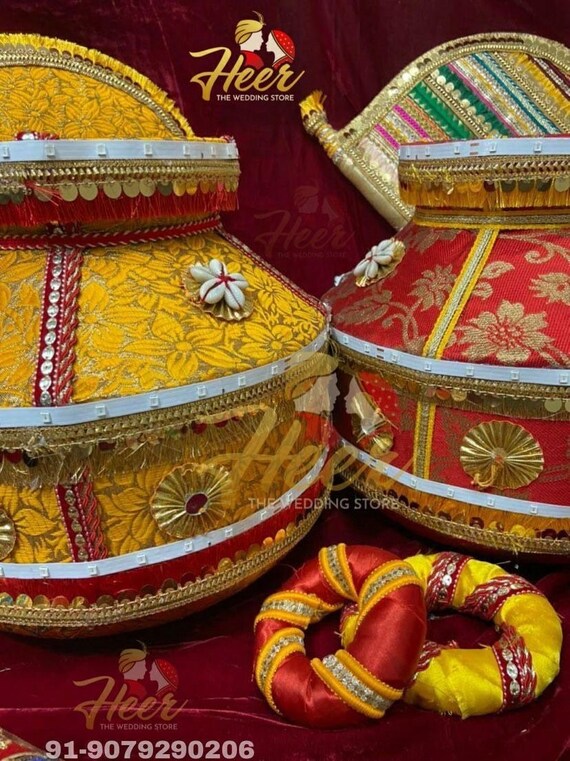 Red Yellow Combo Jaggo With Danda Jaggo Chaj With Sticks - Etsy