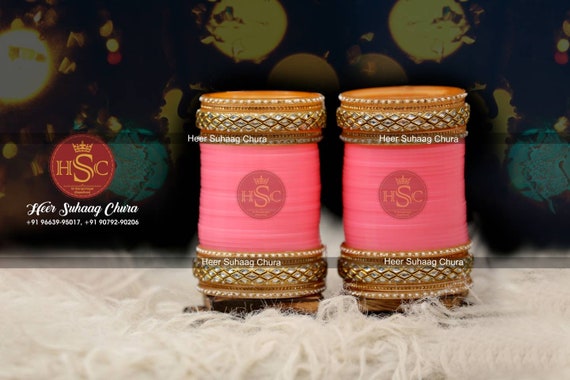 Baby Pink Kundan Style Punjabi Chooda Choora Chura Bangle - Etsy España