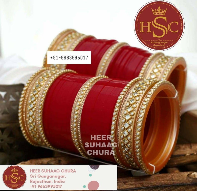 White Round Kundan Bridal Choora Red Bridal Choora Bangles | Etsy