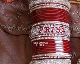 Wedding Bridal Chuda Red Chura Designer Chura & Golden Stone - Etsy