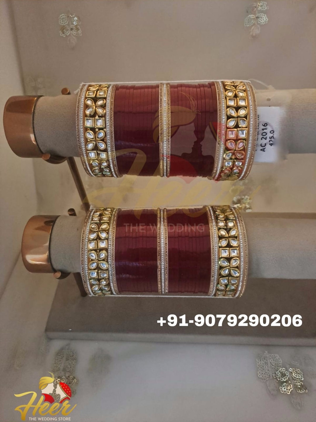 Exclusive Kundan Pearl Tyani Real Brass Chura, Wedding Bangles by Heer ...