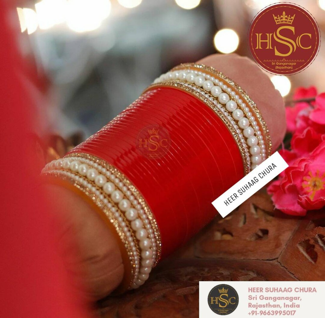 Buy White Moti Pearl With Gold Jarkan Stone Chooda, Chura, Choora ...