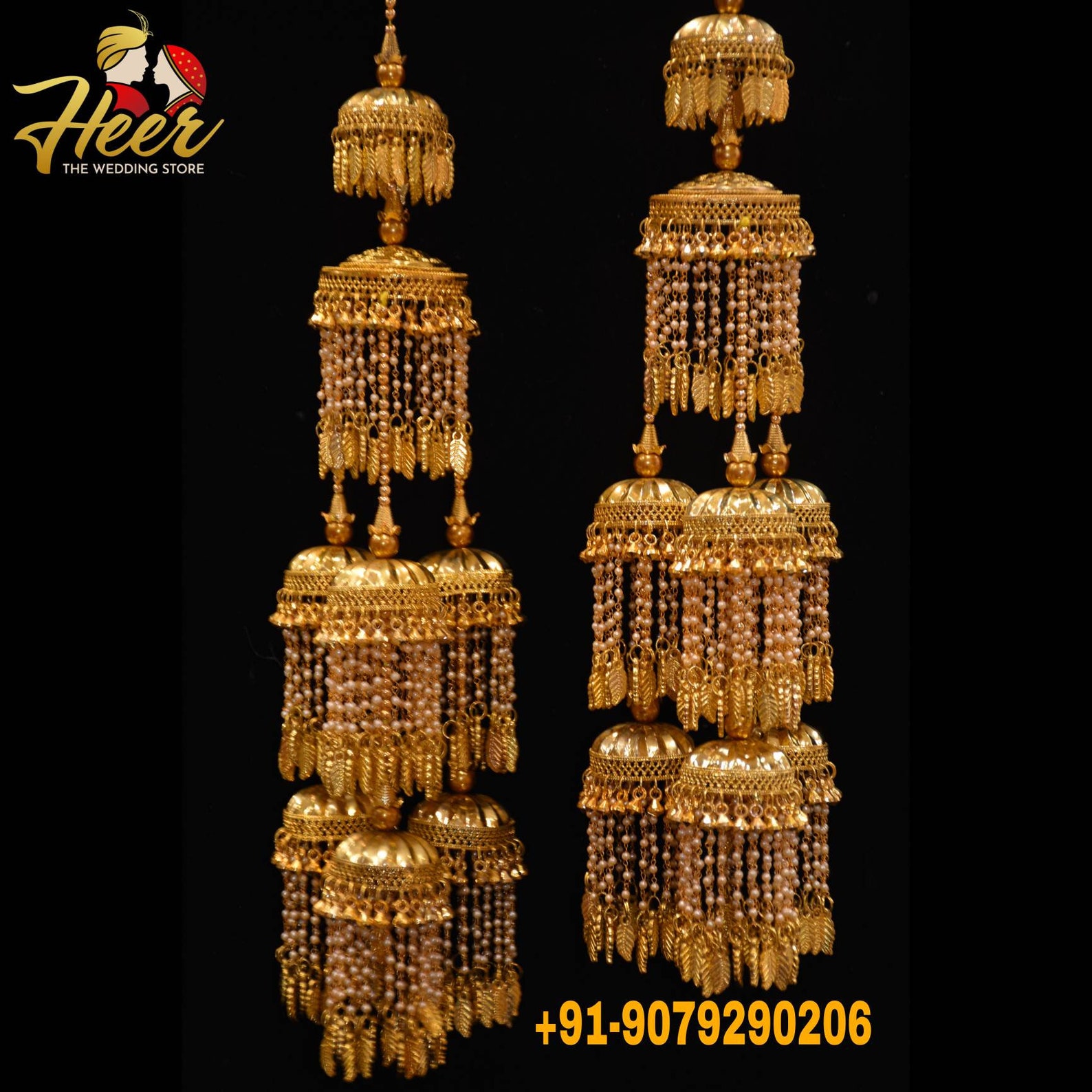 Golden Traditional Pearl Chain Punjabi Kaleera, Kaleere, Kalira by Heer ...