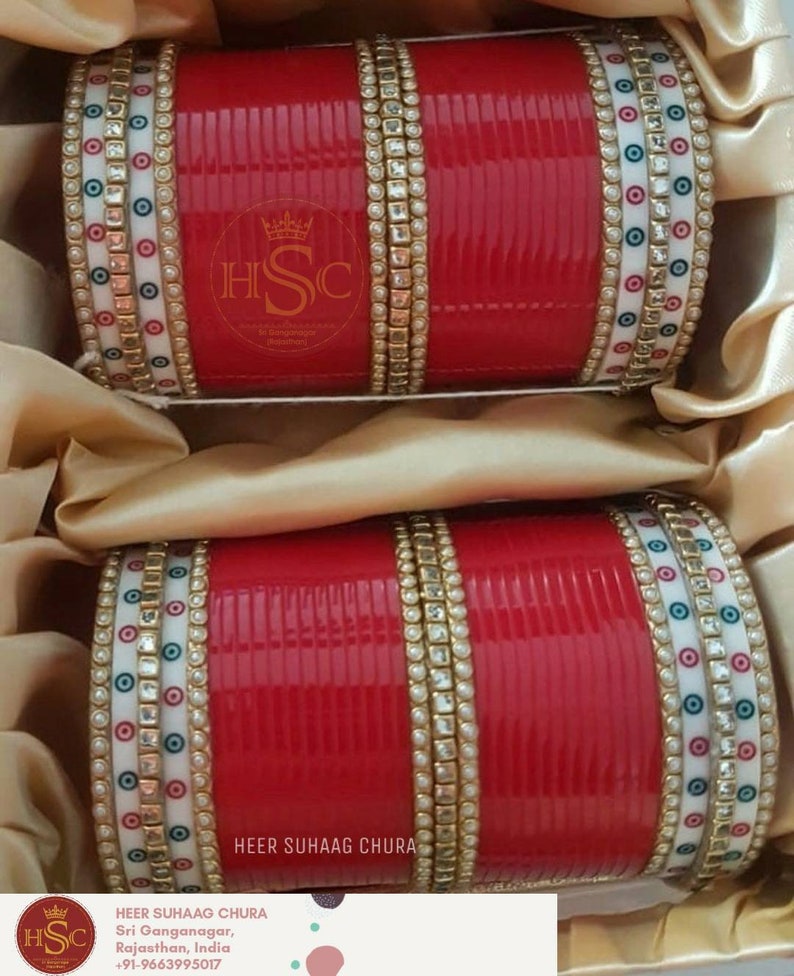 Red Traditional Kundan Style Choora Chura Bangle Set Chooda - Etsy India