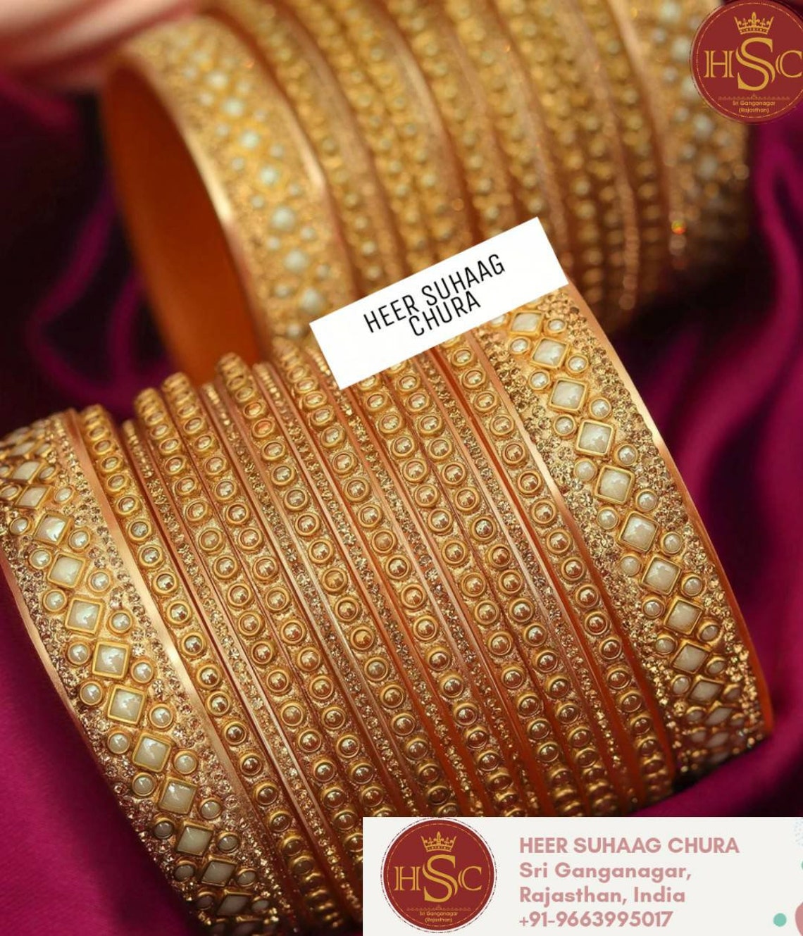 Pure Gold Kundan Precious Punjabi Choora, Bangle Sets, Wedding Bangle ...