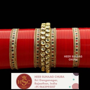 Buy Gold Kundan Dotted Traditional Red Choora, Chooda, Punjabi Bridal ...