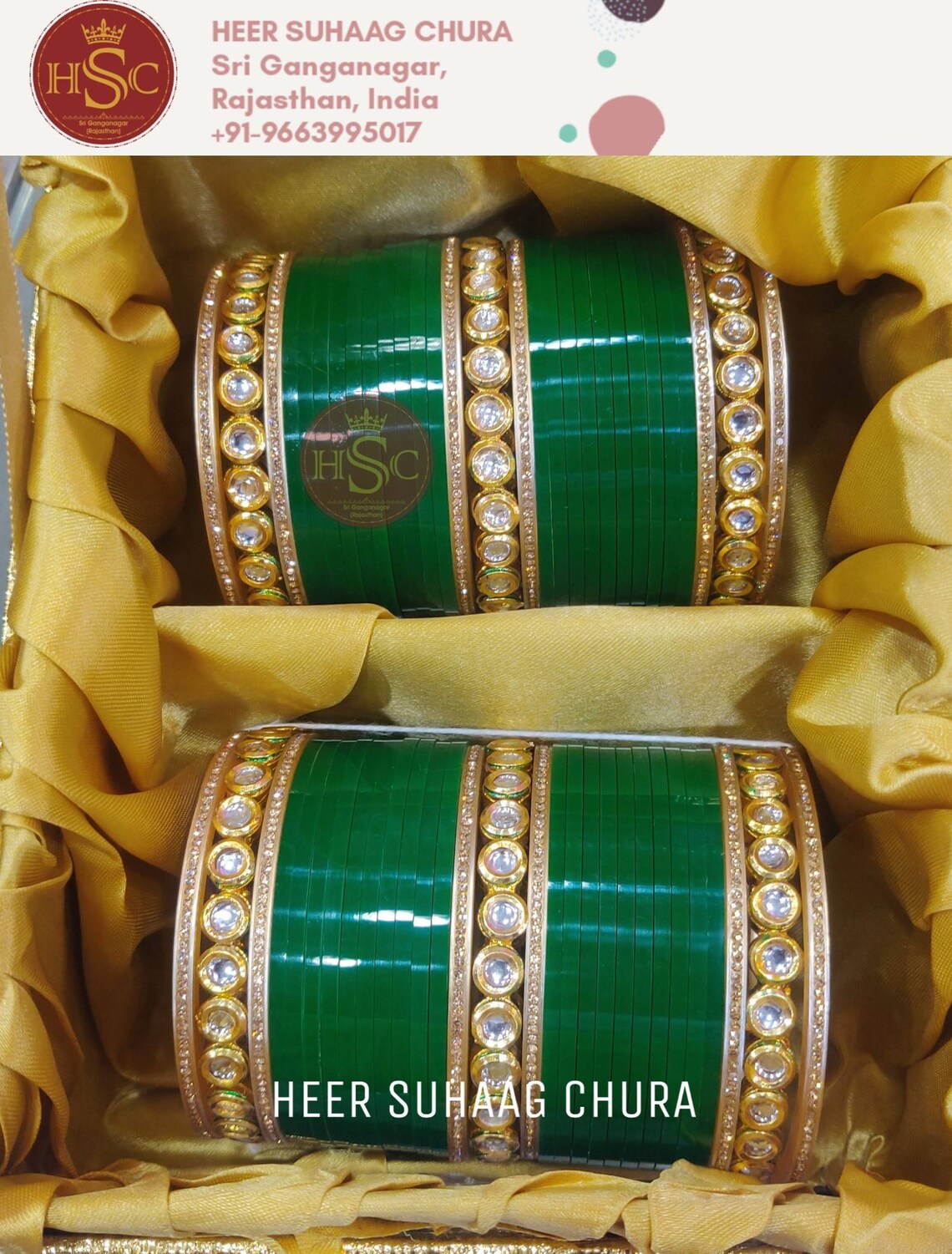 Green Punjabi Chooda Golden Kundan Punjabi Wedding Chura - Etsy India