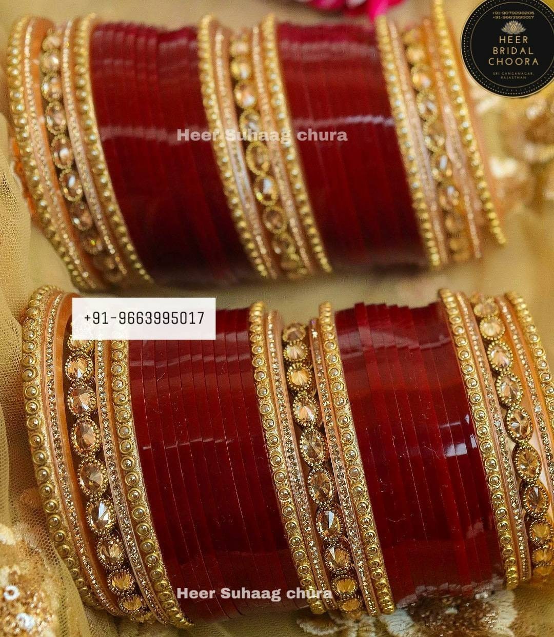 Buy Champagne Reverse American Diamond Mehroon Choora by Heer Online in ...