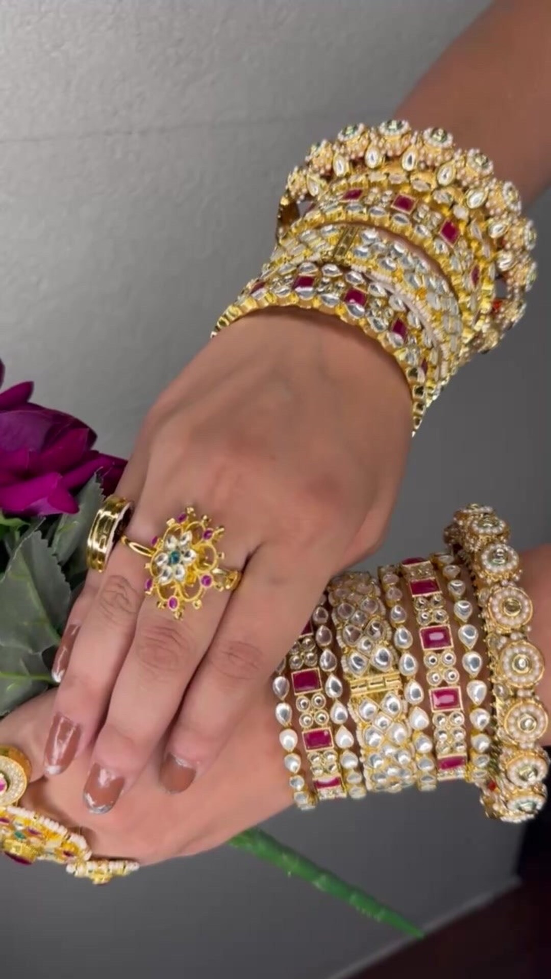 Pachi Kundan Bangle Sets With Rings - Etsy