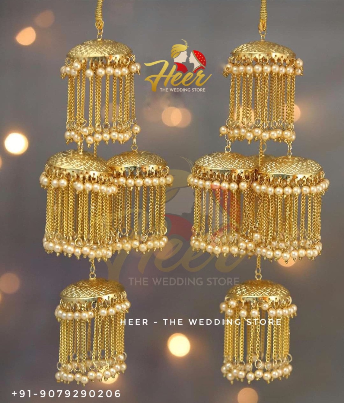 Golden Chain Pearl Work Punjabi Kalira Wedding Kaleere | Etsy