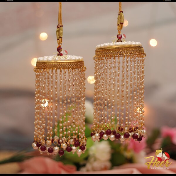 Golden Traditional Pearl Red Punjabi Kaleere, Kalira, Kaleera, Wedding ...