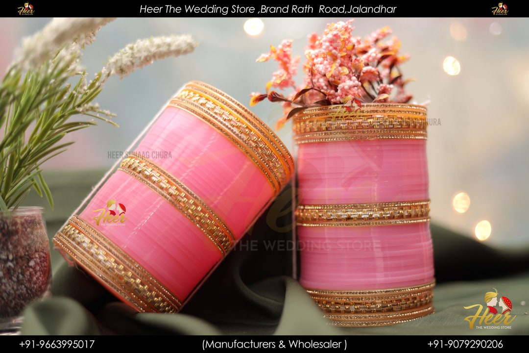 Sleak Elegant Baby Pink Reverse American Diamond Chooda, Chura, Choora ...