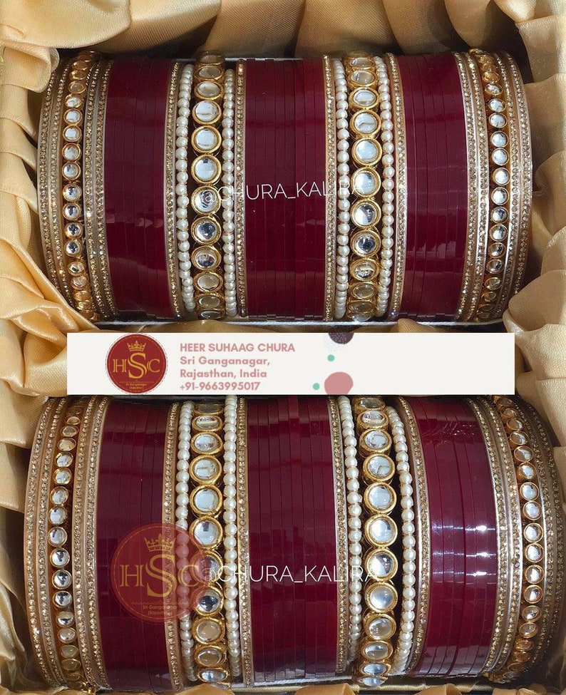 Round Kundan Pearl Chooda Chura Bangle Set Bracelets by - Etsy