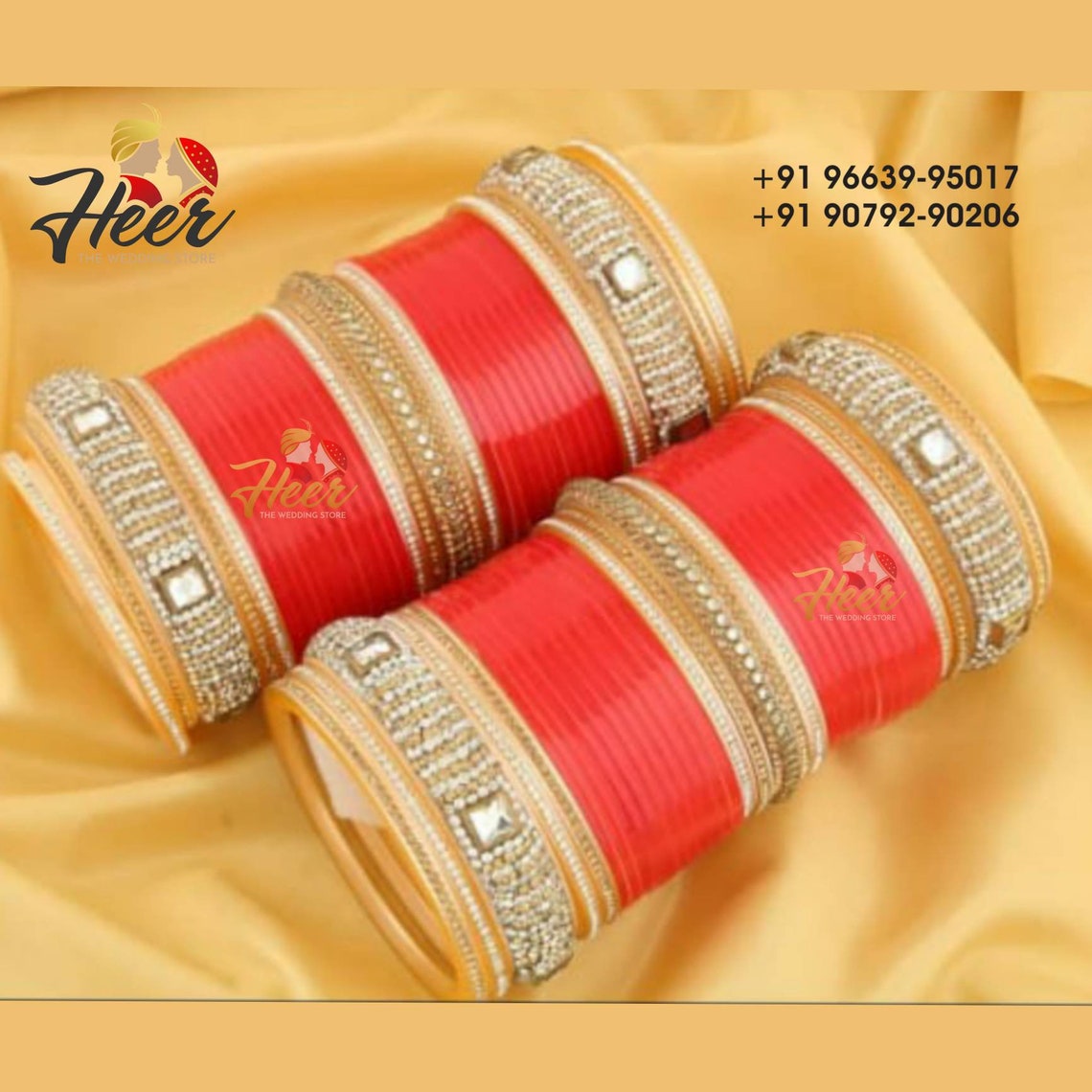 Gold White Jarkan Stone Work Red Punjabi Bridal Chooda Chura - Etsy