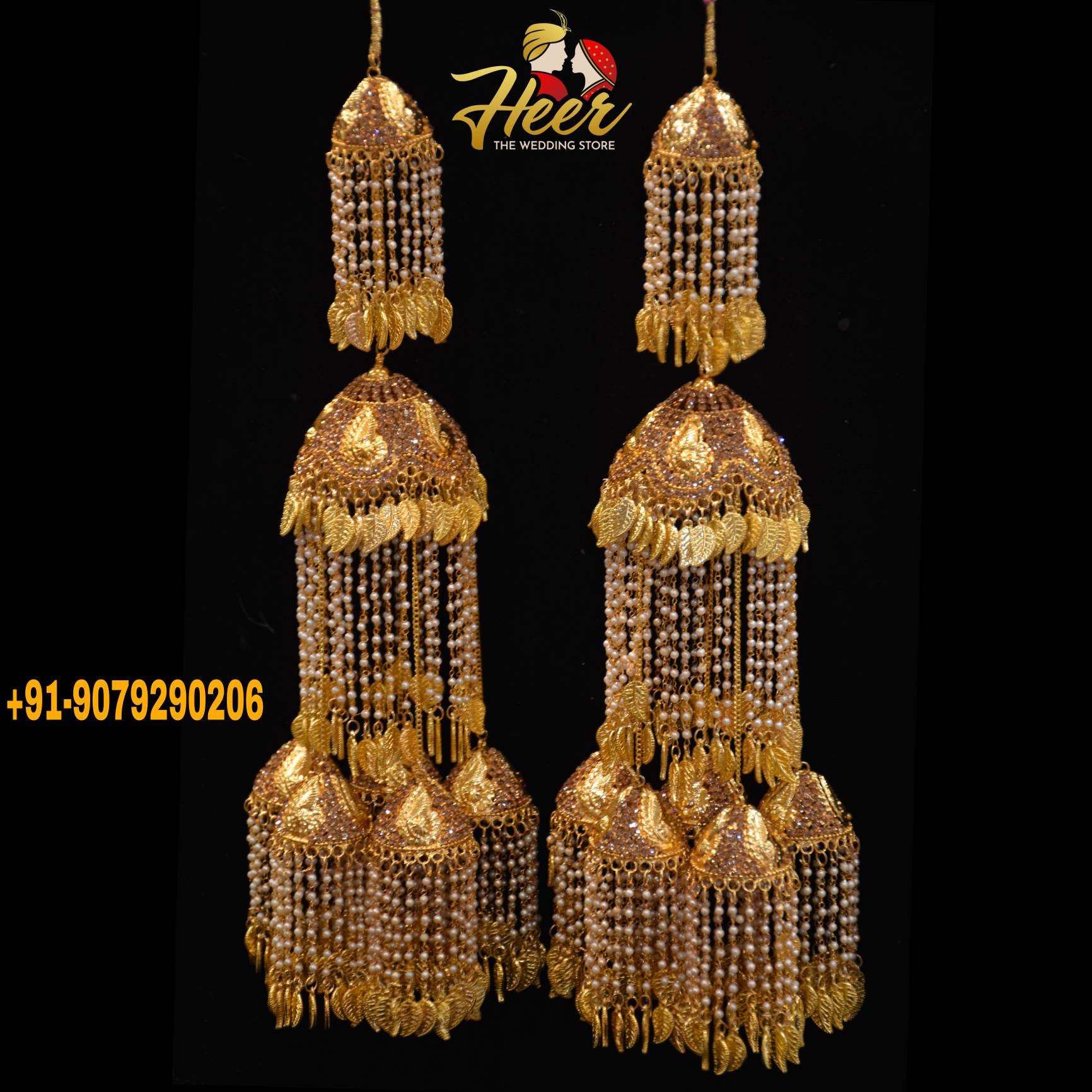 Jarkan Jewellery Base White Pearl Golden Polished Kaleere, Kaleera ...