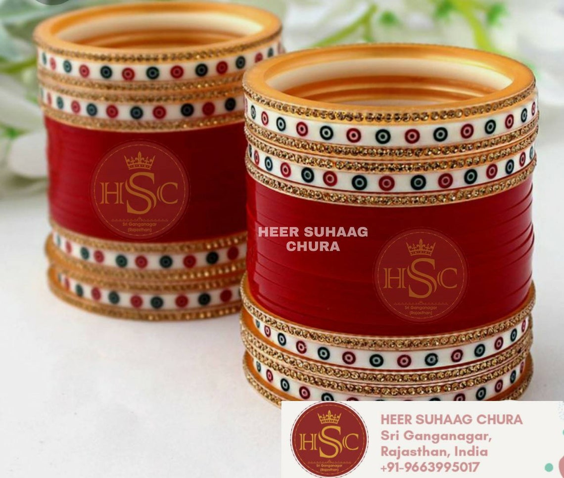 Traditional Red Green Dots Cherry Bridal Chooda Wedding - Etsy