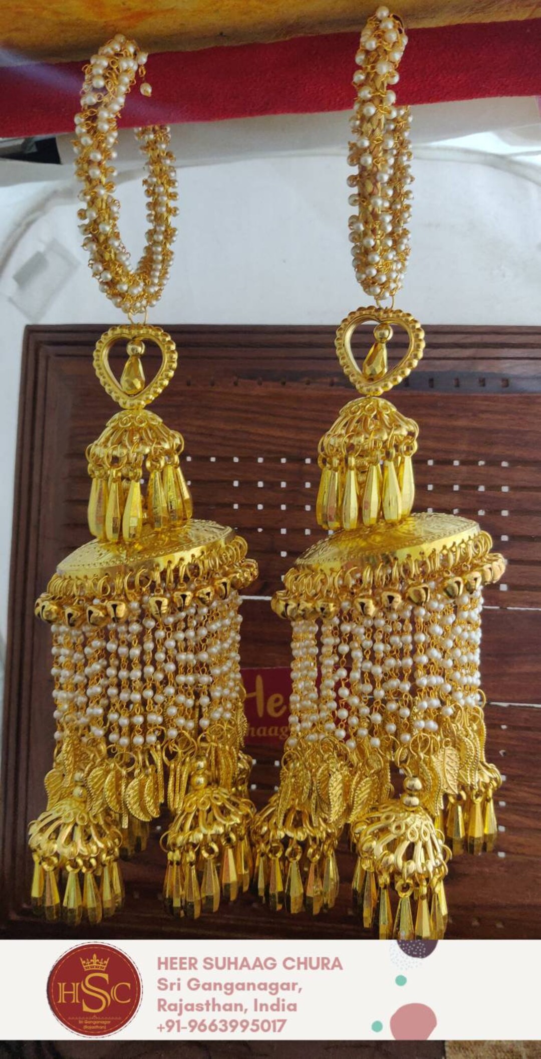 Golden Bridal Long Matar Moti Chain Inspired Dulhan Kaleera Women ...