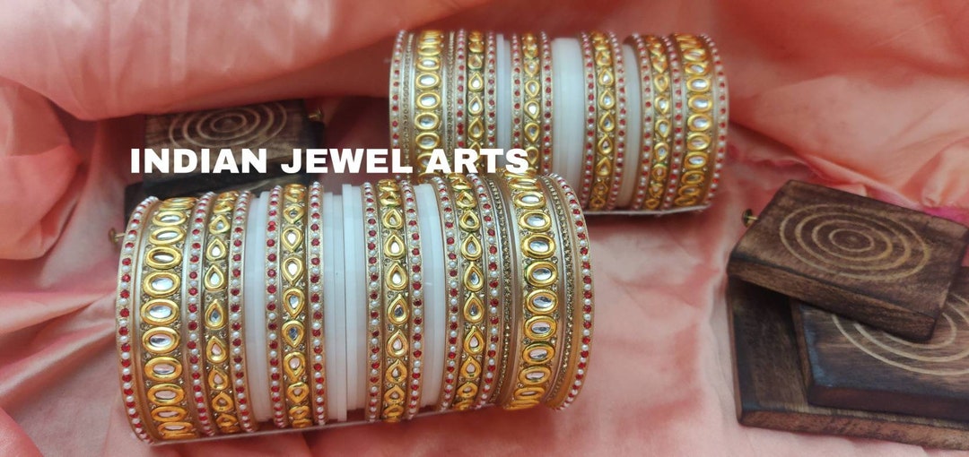 White Kundan Choora by Heer - Etsy