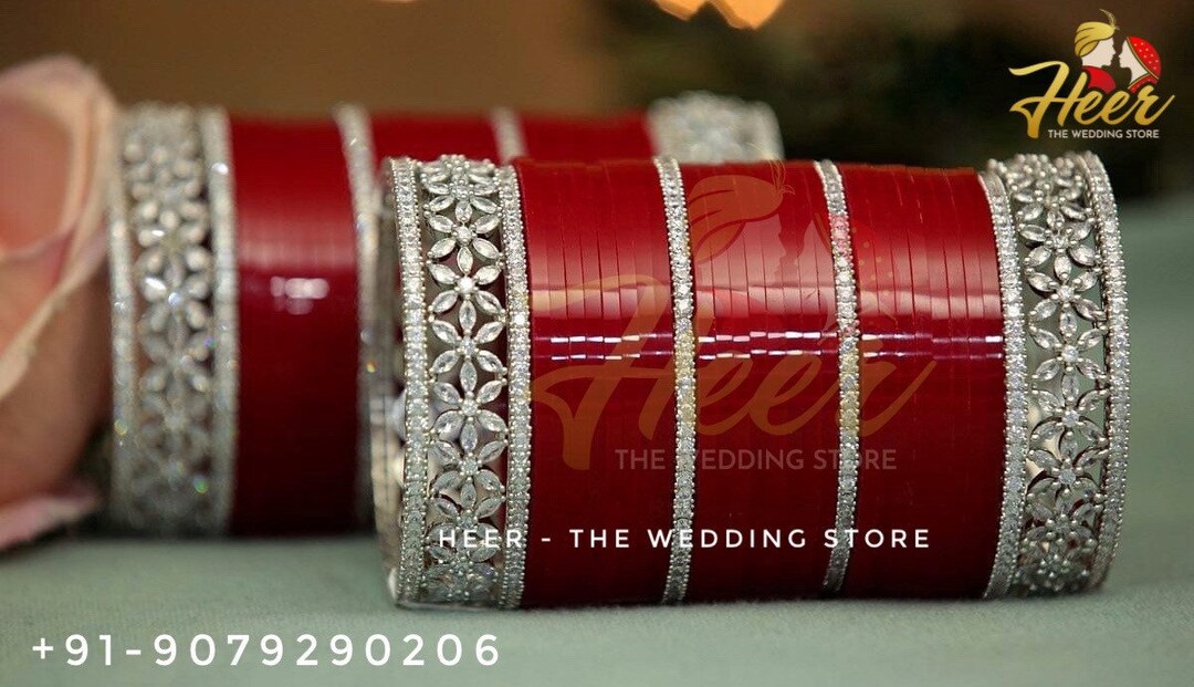 Silver Reverse American Diamond Punjabi Chooda, Chura, Wedding Bangles ...