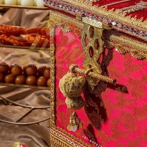 Rich Silk Red Brocket Trousseau Trunk With Chooda, Kaleera Box by Heer ...