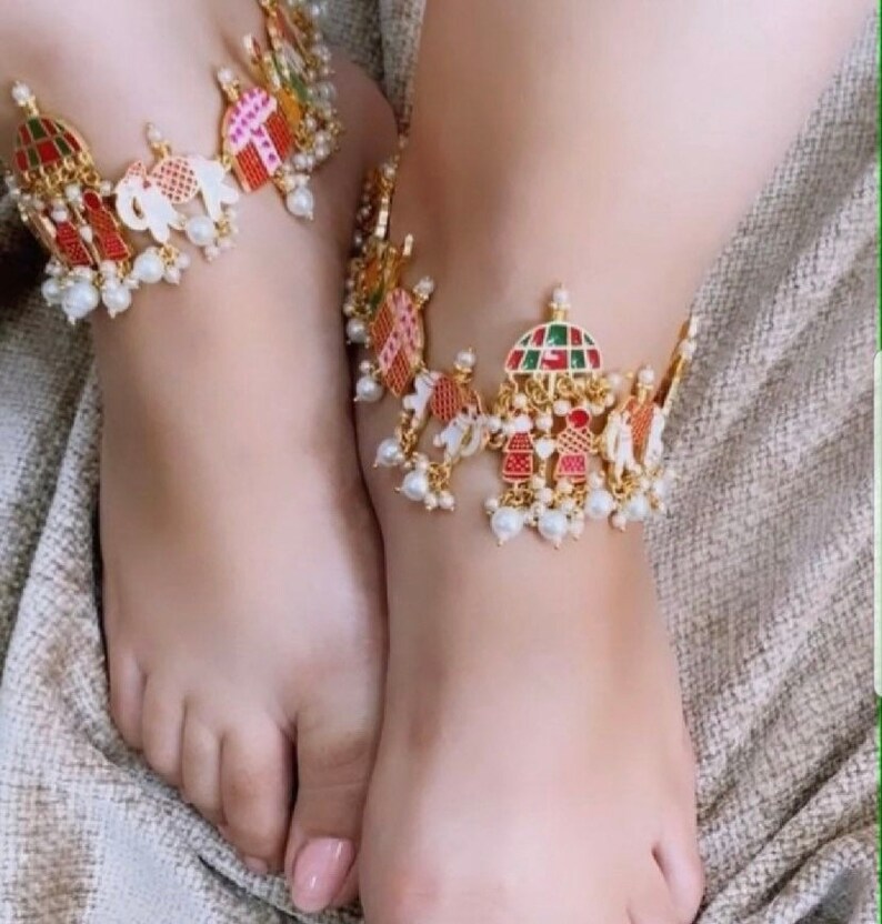 Meenakari Dholi Anklets Payal for Bride Doli Anklets | Etsy