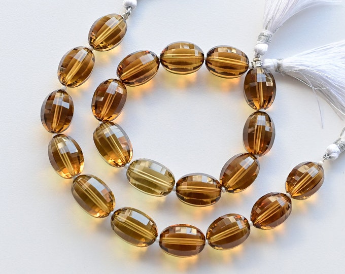 10 Pieces Cognac Quartz Oval Egg Step Cut Faceted Natural Gemstone ...