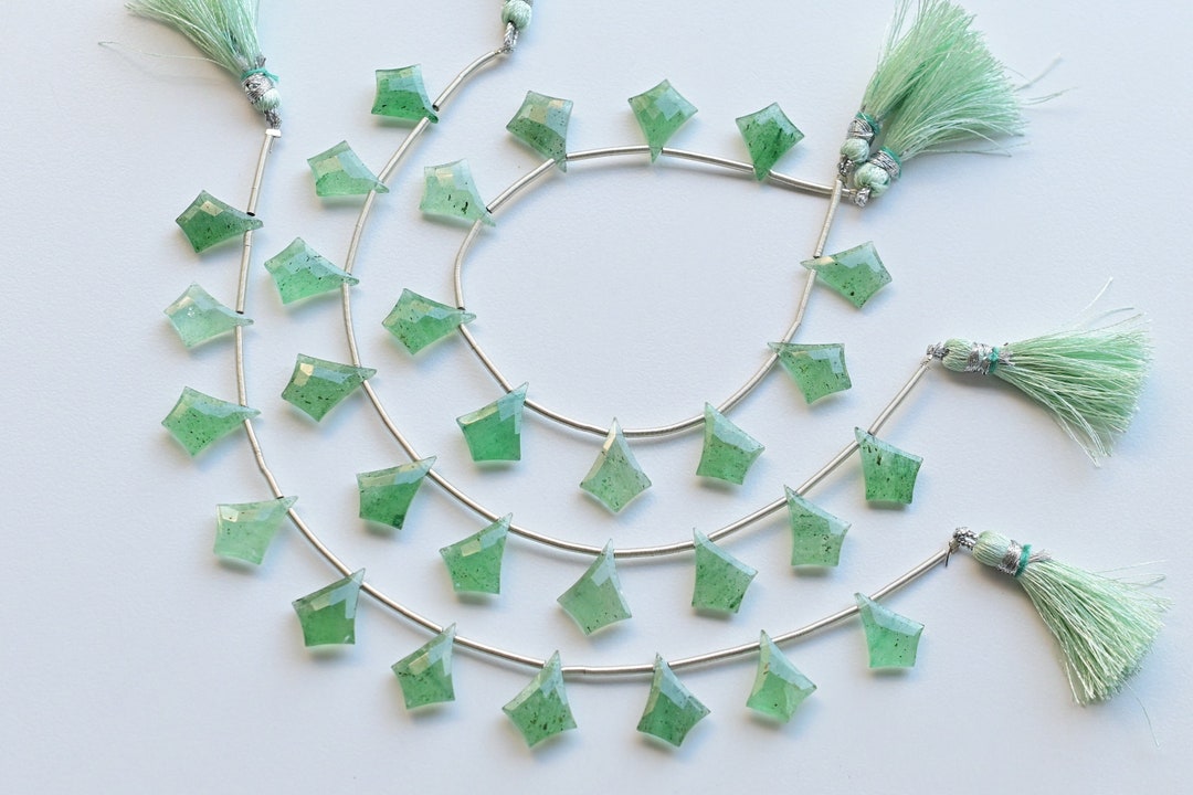 10 Pieces Green Strawberry Quartz Slanted Kite Checker Cut Briolette ...