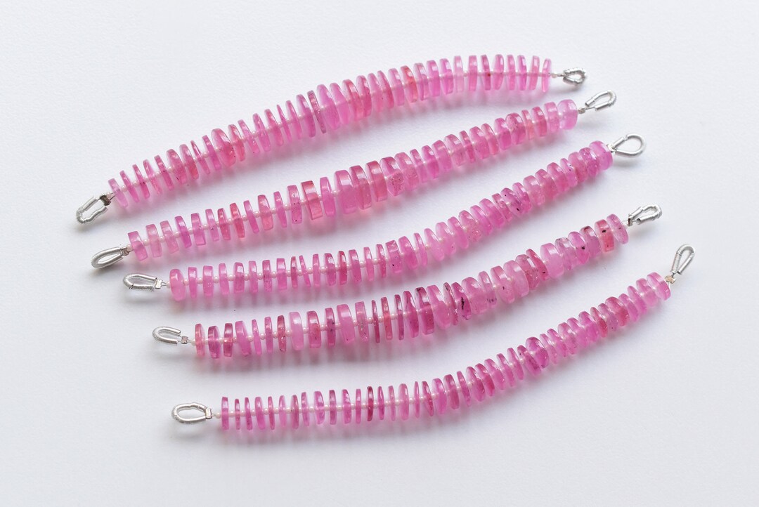4 Inches Ruby Glass Filled Smooth Tyre Beads Natural Gemstone Strand ...