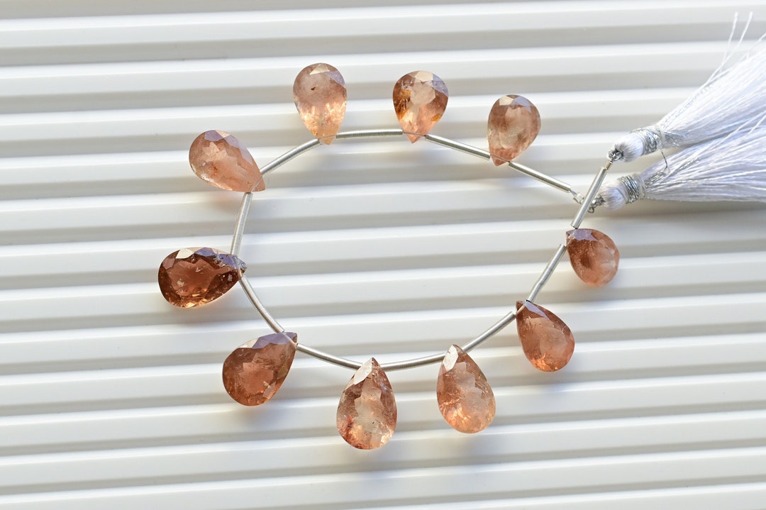 10 Pieces Imperial Topaz Pear Cut Stone Faceted Beads Natural Gemstone ...