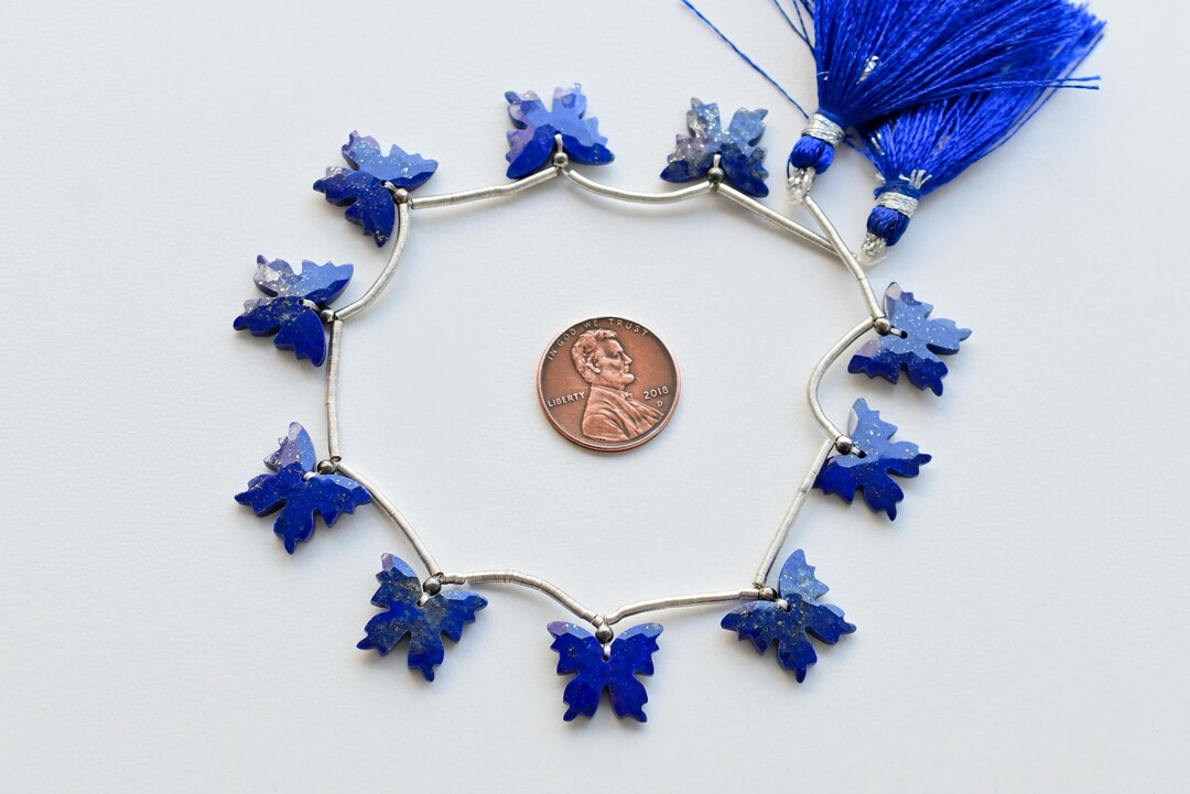10 Pieces Lapis Lazuli Butterfly Hammered Faceted Briolette Beads ...