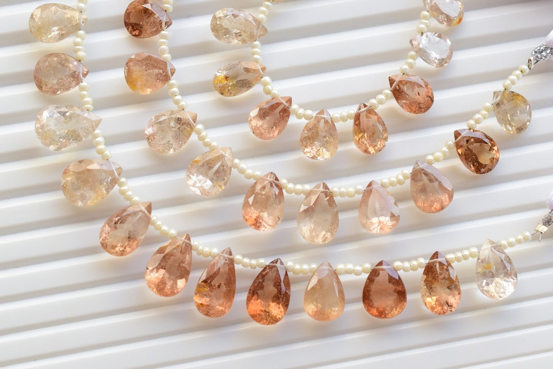 12 Pieces Imperial Topaz Pear Cut Beads Natural Gemstone - Etsy