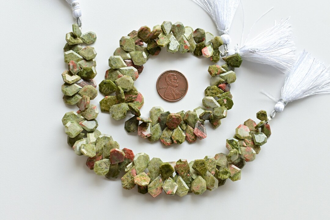 8 Inches Unakite Geometrical Crown Cut Faceted Beads Natural Gemstone ...