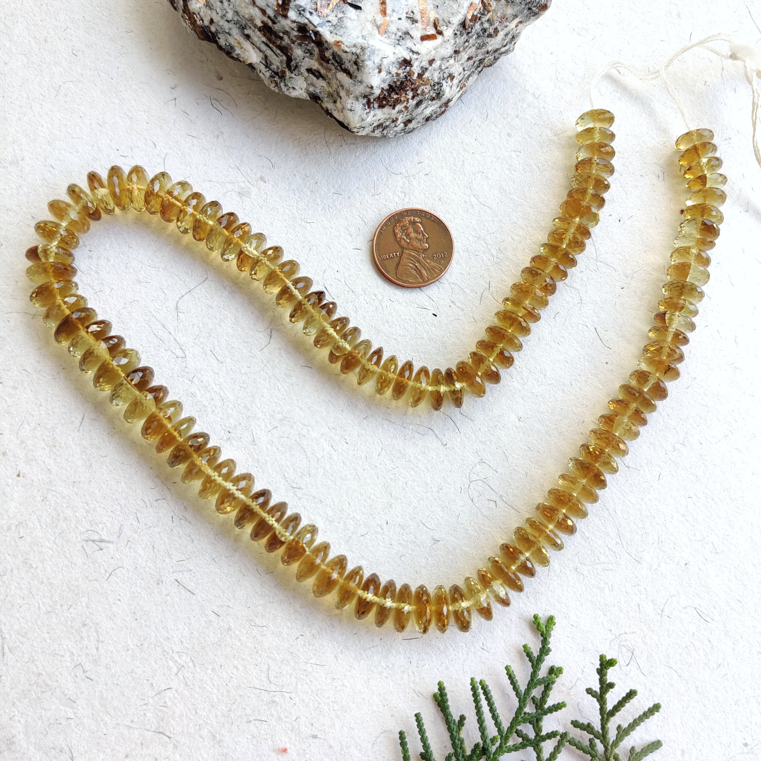 16 Inches Lemon Beer Quartz Combination Faceted Rondelle | Etsy