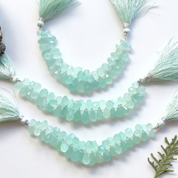 4 Inches Mint Green Quartzite Faceted Tumble Drops Beads - Etsy