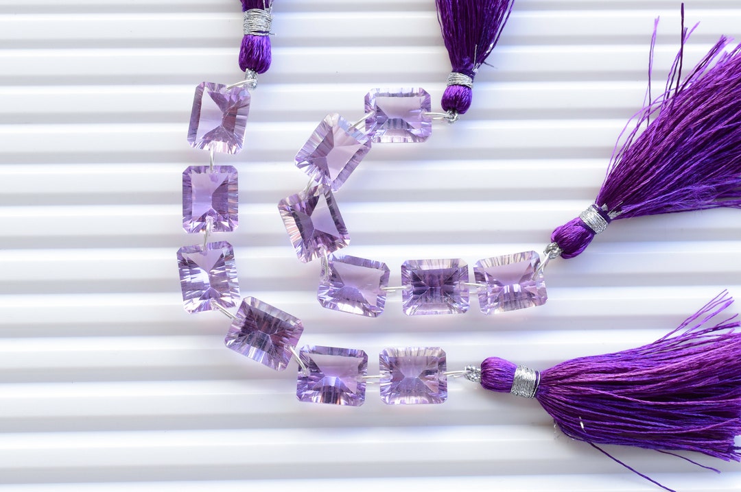 6 Pieces Amethyst Octagon Concave Cut Stone Beads Natural Gemstone ...