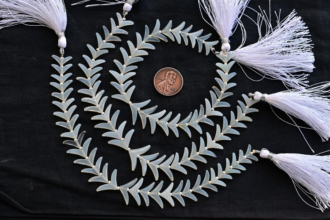 8 Inches White Onyx Carved V Shape Beads Natural Gemstone | Onyx for ...