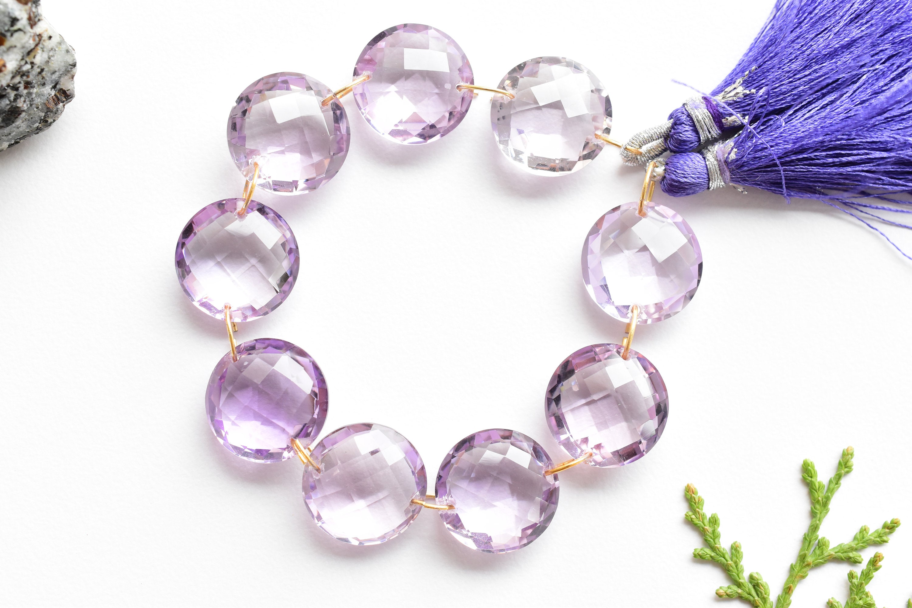 9 Pieces Pink Amethyst Faceted Round Beads Natural Gemstone - Etsy UK
