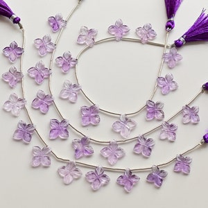 10 Pieces Amethyst Carved Square Flower Beads Natural Gemstone 19x18 ...