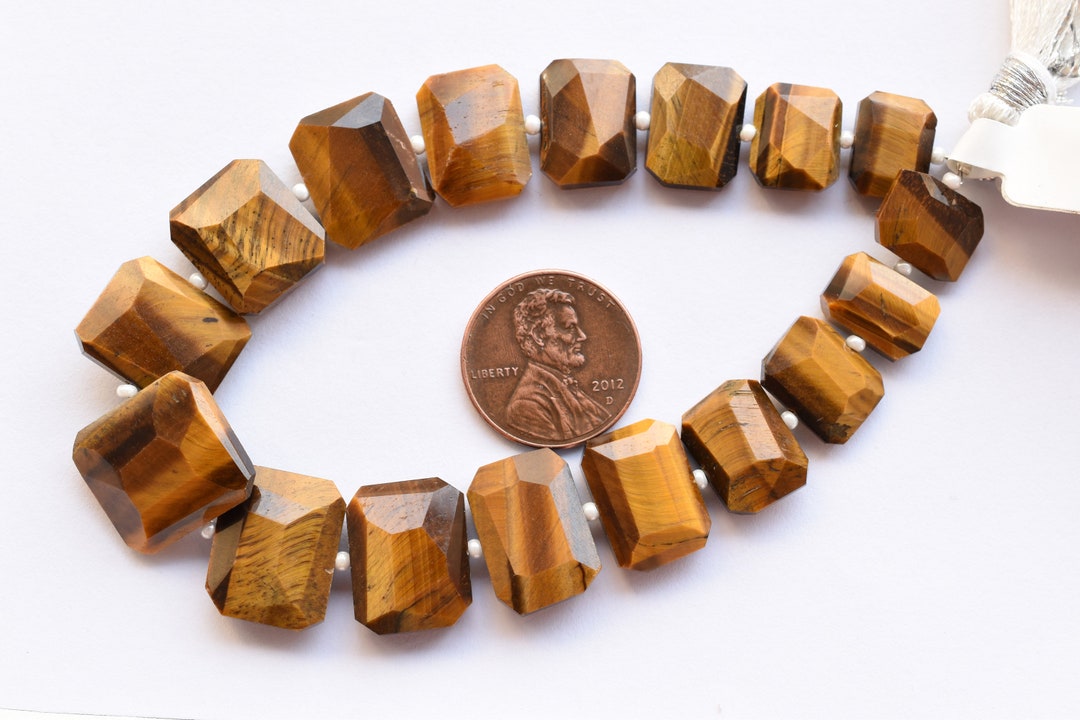 8 Inches Tiger Eye Faceted Octagon Center Drill Natural - Etsy