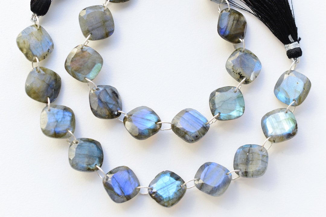 10 Pieces Labradorite Faceted Cushion Crown Cut Stone Beads Natural ...