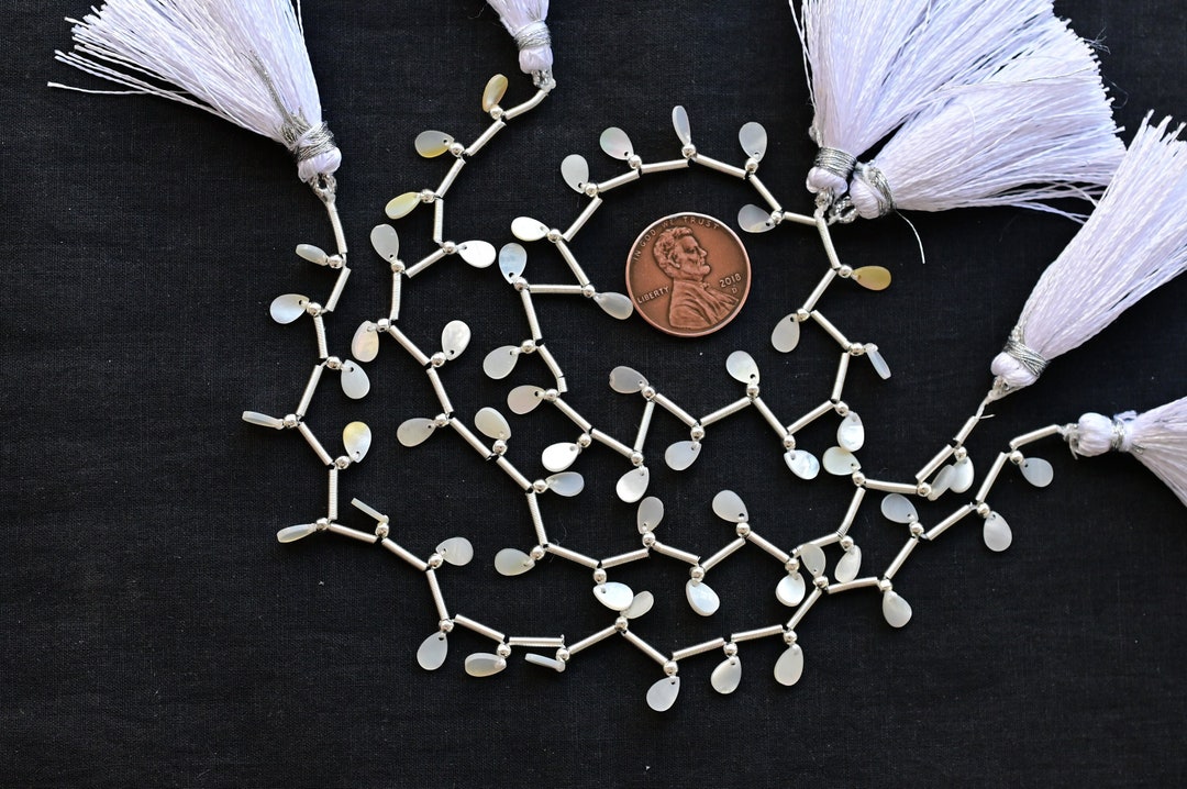 20 Pieces White Mother of Pearl Pear Crown Cut Faceted Beads Natural ...
