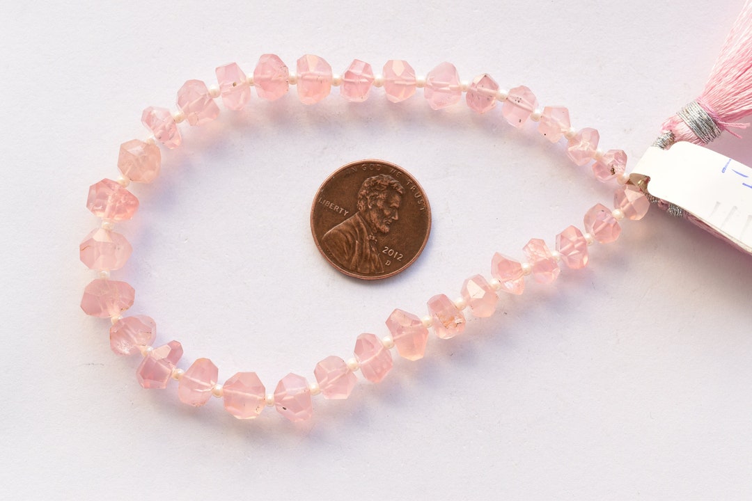 8 Inches Rose Quartz Tumble Cubes Center Drill Faceted Natural Gemstone ...