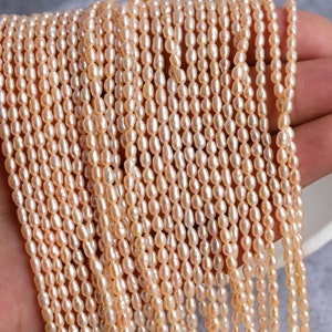 Natural Freshwater Peach Rice Grain Oval Pearl for Jewelry Making | 5x2 ...