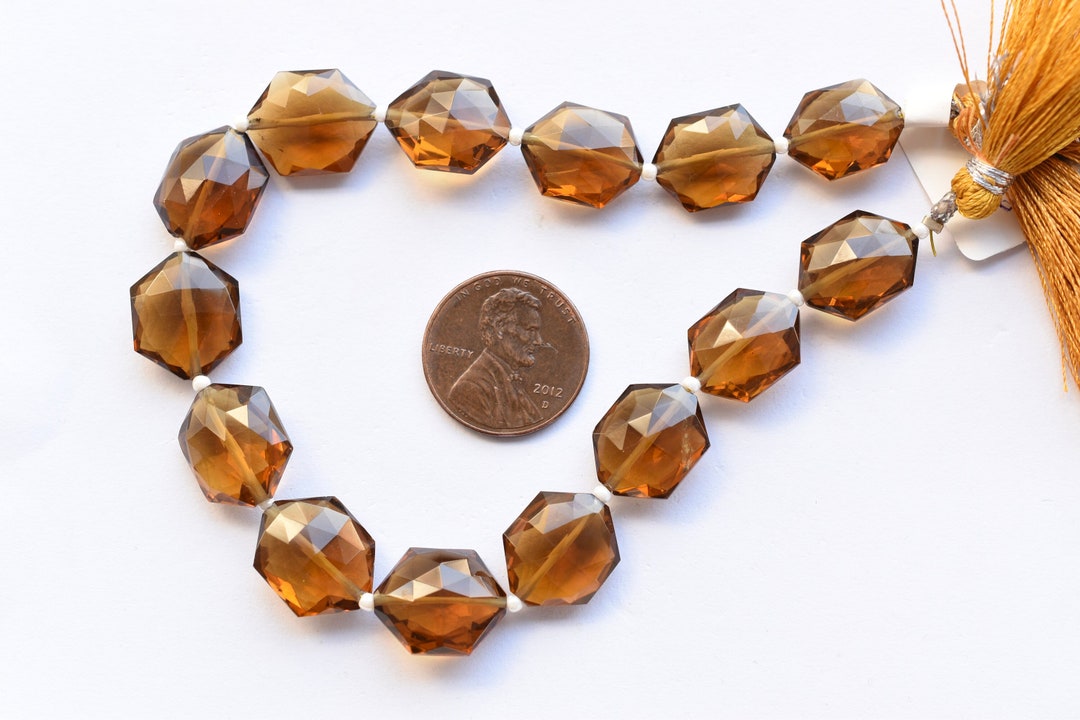 8 Inches Cognac Quartz Fancy Rose Cut Faceted Natural Gemstone Beads ...