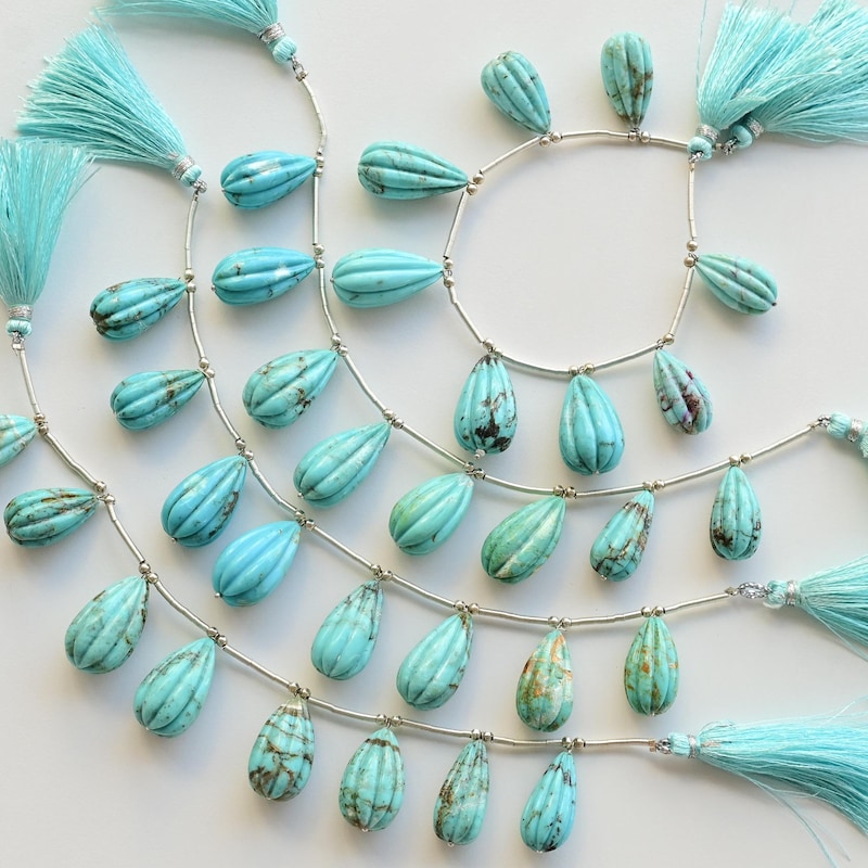 Carved Turquoise Teardrop - Etsy