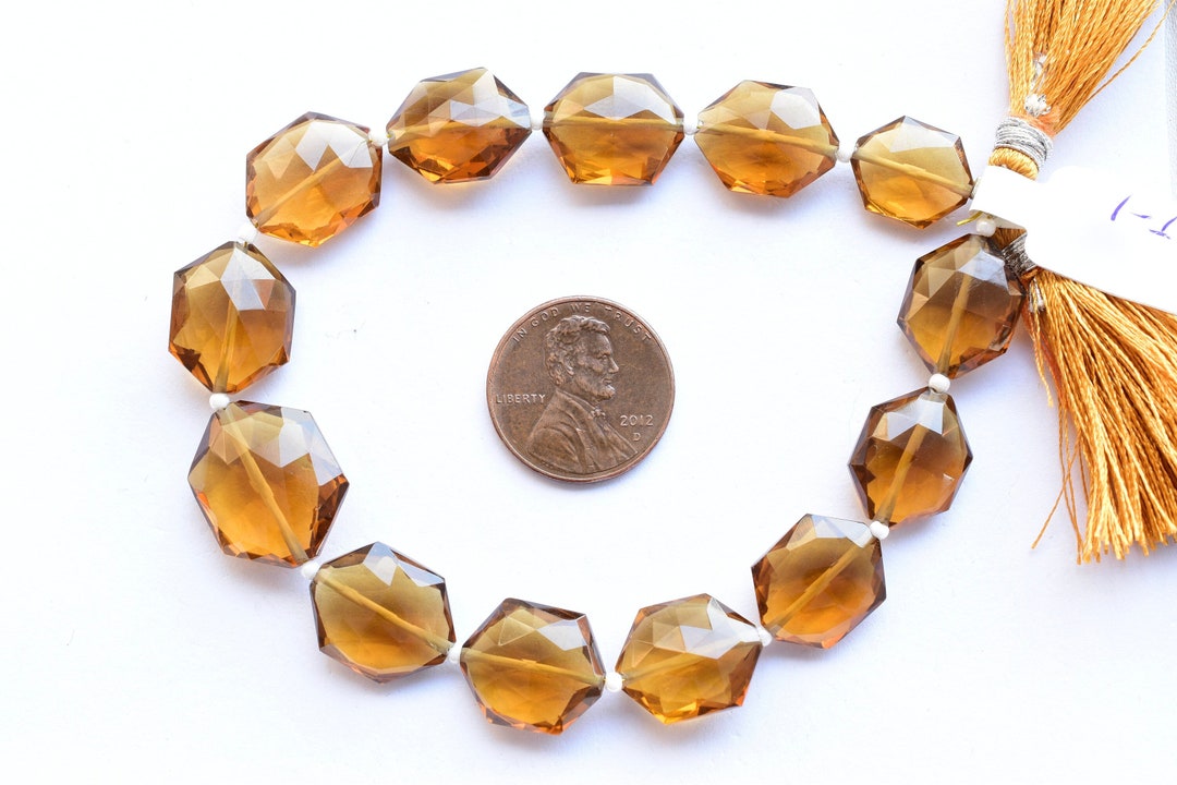 8 Inches Cognac Quartz Fancy Rose Cut Faceted Natural Gemstone Beads ...