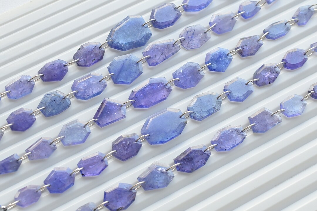10 Pieces Tanzanite Geometrical Crown Cut Natural Gemstone Beads ...