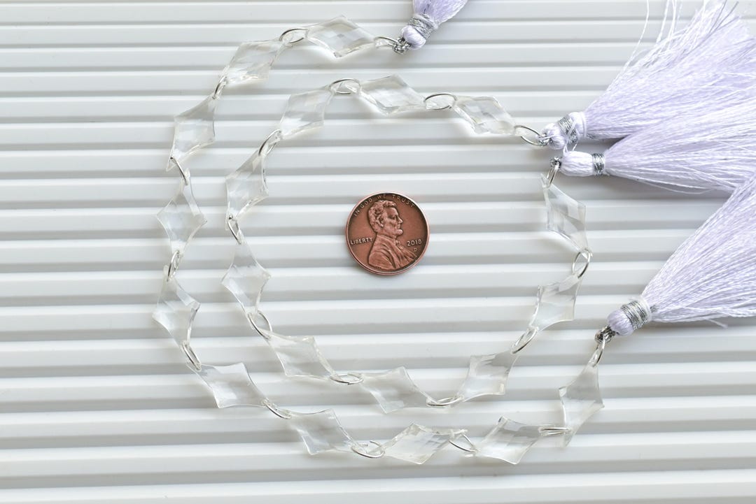 10 Pieces Crystal Quartz Slanted Lozenge Checker Cut Faceted Briolette ...