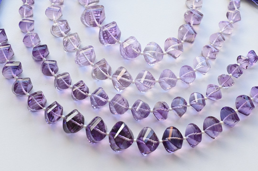 8 Inches Amethyst Twisted Step Cut Beads Natural Gemstone | Amethyst ...